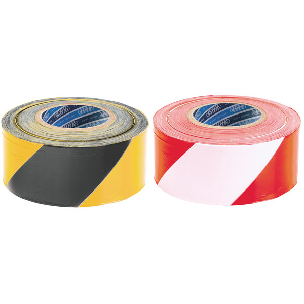 Draper 66041 75mm x 500m Red & White Barrier Tape Roll | Rapid Online