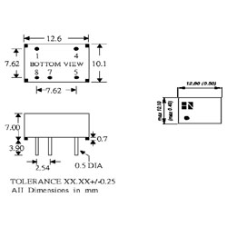 HN Power SIM1-0505D-DIL8 DC/DC Converter 5V DC In, ±5V DC Out 100mA ...