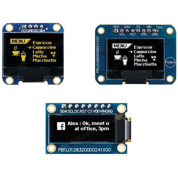 Winstar OLED COG 128 x 64 and 128 x 32 on PCB Graphic Displays | Rapid Electronics
