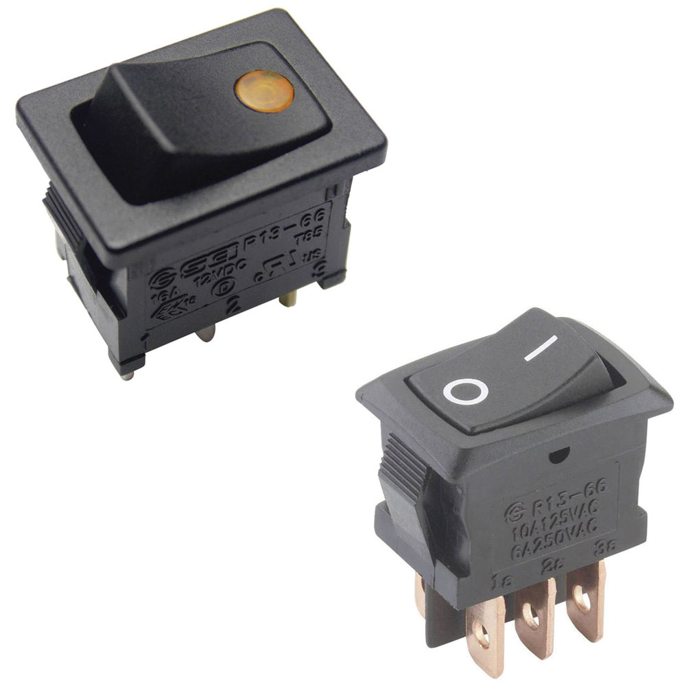 TRUCOMPONENTS Rocker Switch Rectangular Panel Mount Quick Connect Range ...