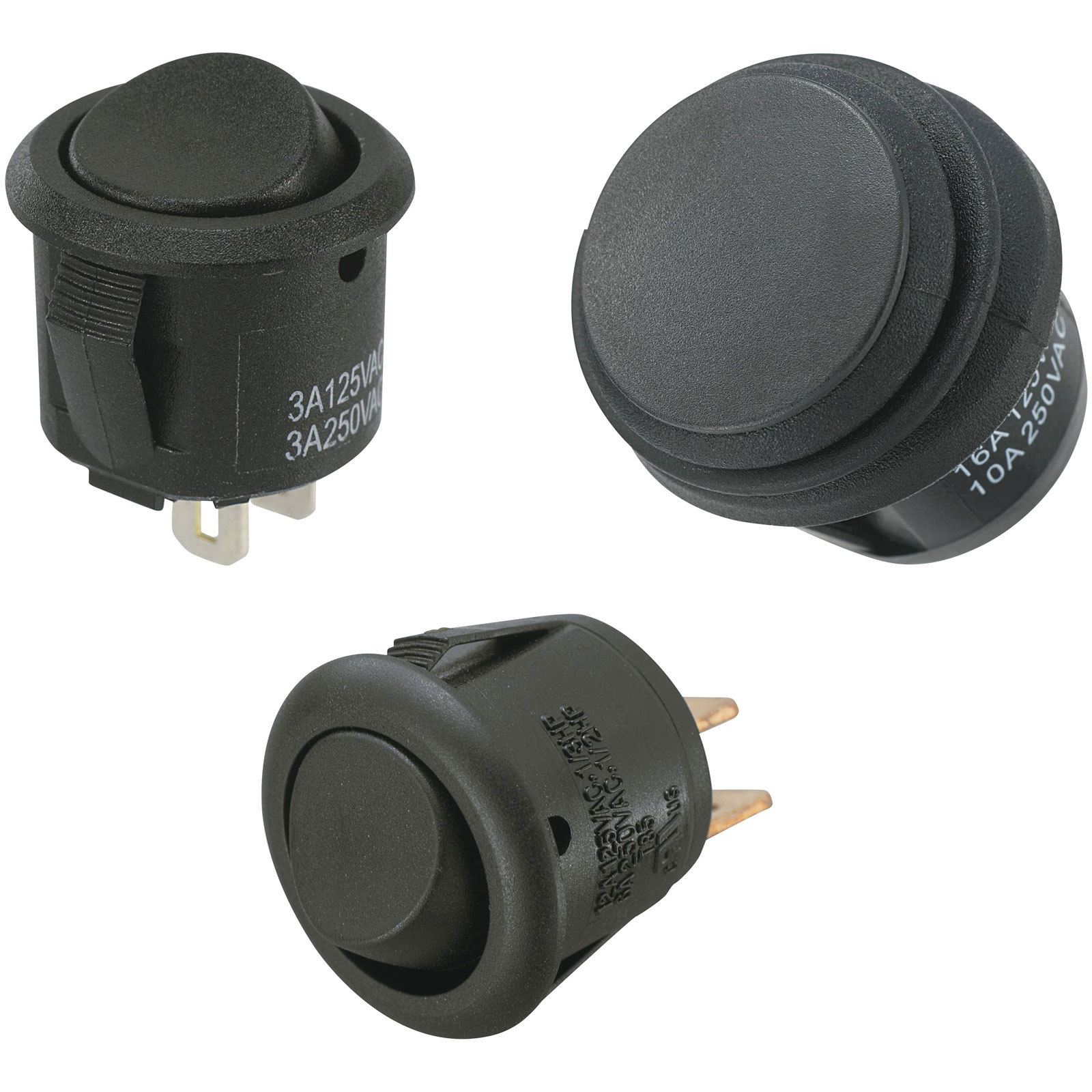TRUCOMPONENTS Rocker Switch Round Panel Mount SPST Quick Connect Range ...
