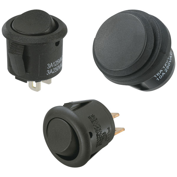 TRUCOMPONENTS Rocker Switch Round Panel Mount SPST Quick Connect Range ...