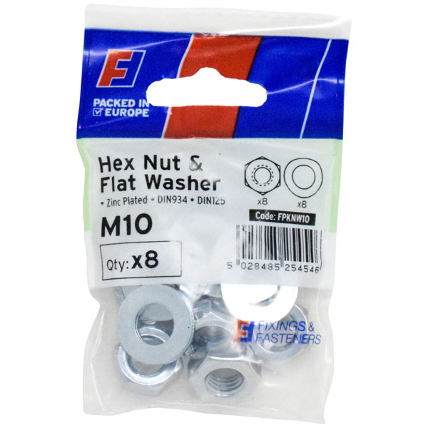 Nut & Washer M10 ForgePack 8 | Rapid Electronics