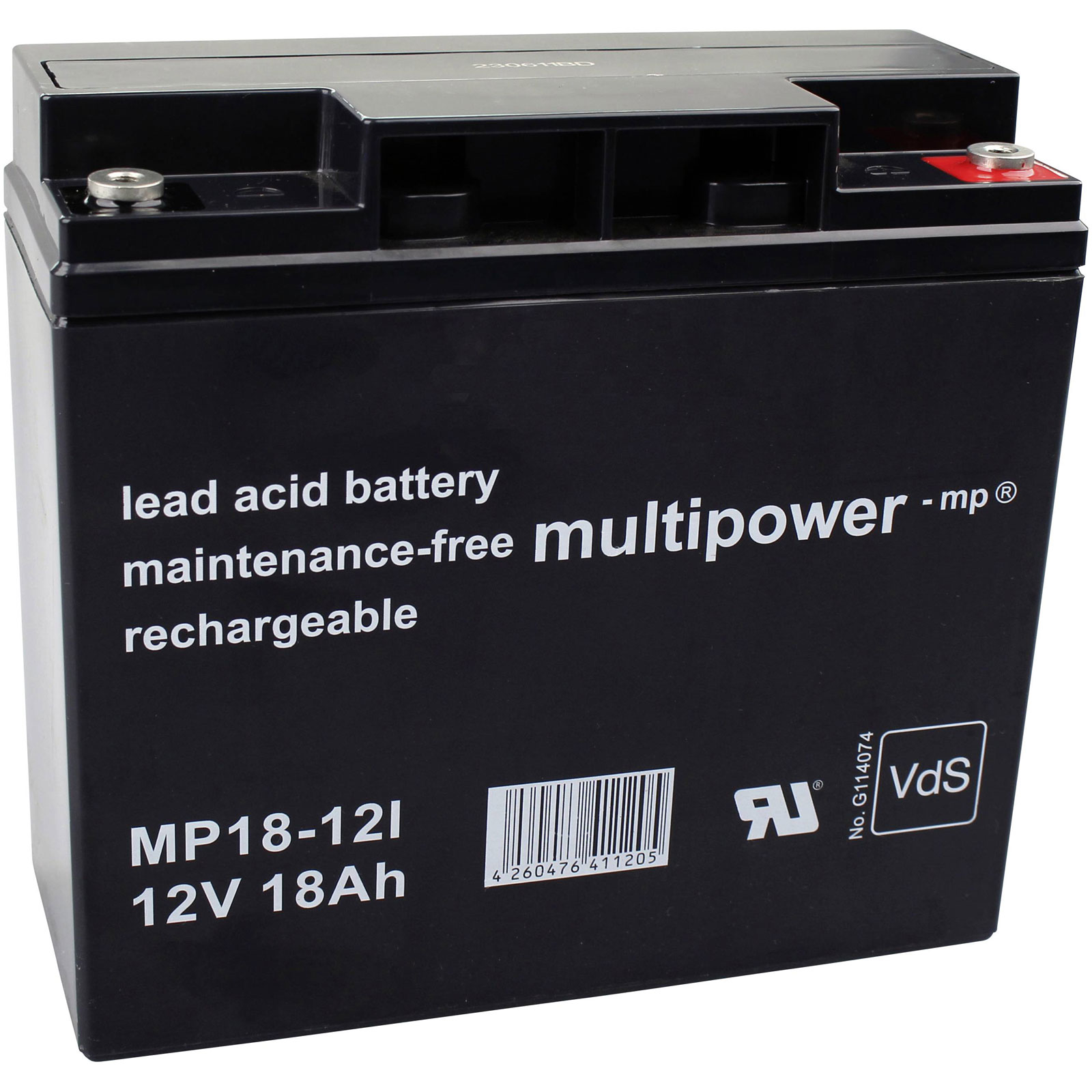 Multipower 301074 Mp2 3-12 Vrla 12V 2.3Ah Agm Battery 178X66X34mm 4.8mm ...