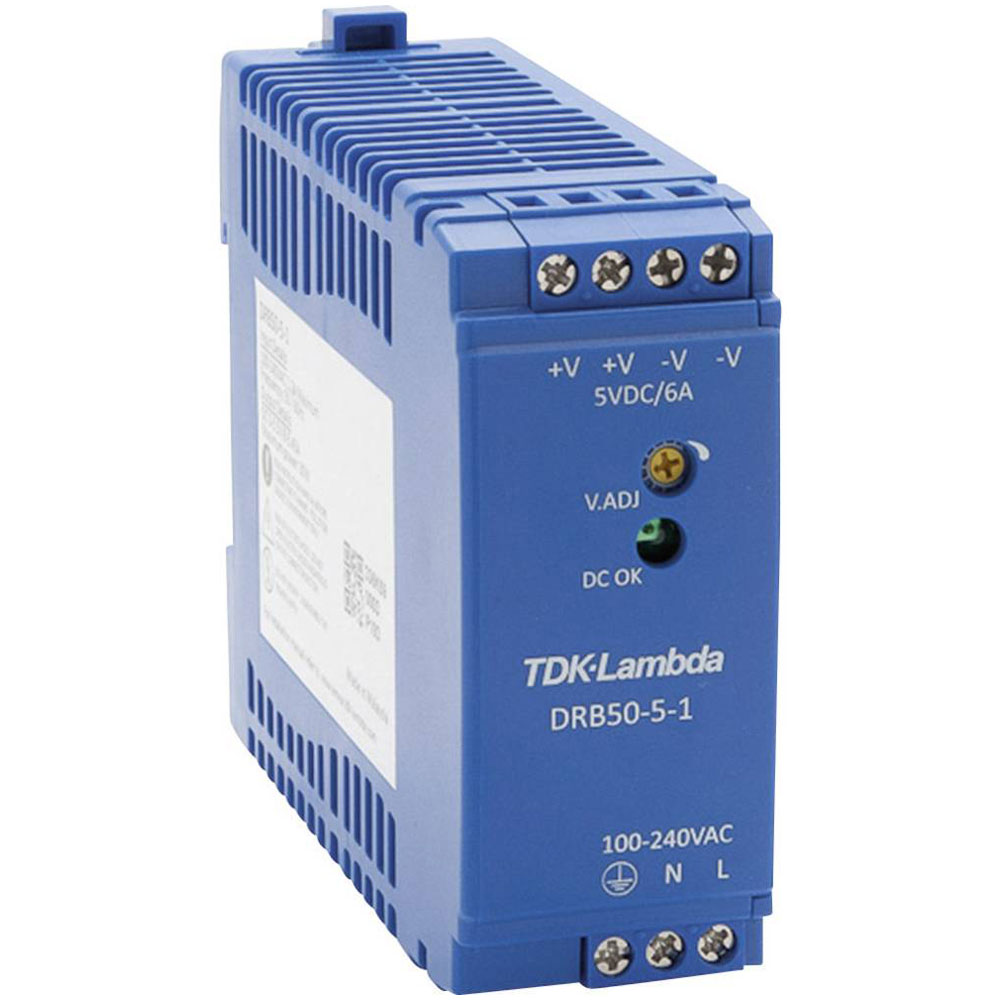 TDK-Lambda DRB50-5-1 AC/DC DIN Rail Power Supply 5V | Rapid Online