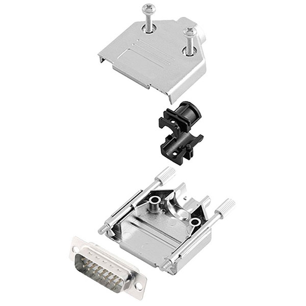 Encitech 6355-8030-02 D-Sub Pin Strip set 15 Pins Solder Bucket 180° | Rapid Electronics