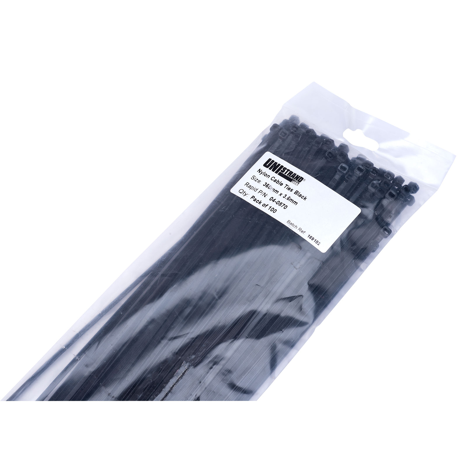 UniStrand UNI-CT29B Black 368mm Nylon Cable Ties Intermediate(3.6mm ...