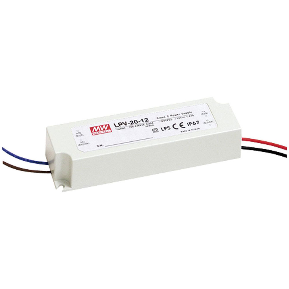 Mean Well LPV-20-12 LED transformer 12V 20W IP67 surge protection ...