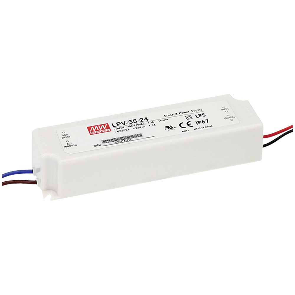 Mean Well LPV-35-12 LED transformer 36W 12V DC IP67 surge protection ...
