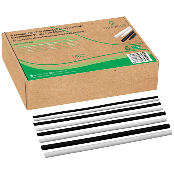 Quadrios 19011CA093 Heatshrink Set 140 Black/White 3:1 Shrinkage | Rapid Electronics