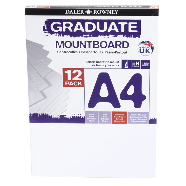 Daler Rowney A4 Graduate Mount Board Pack of 12 Ice White | Rapid ...