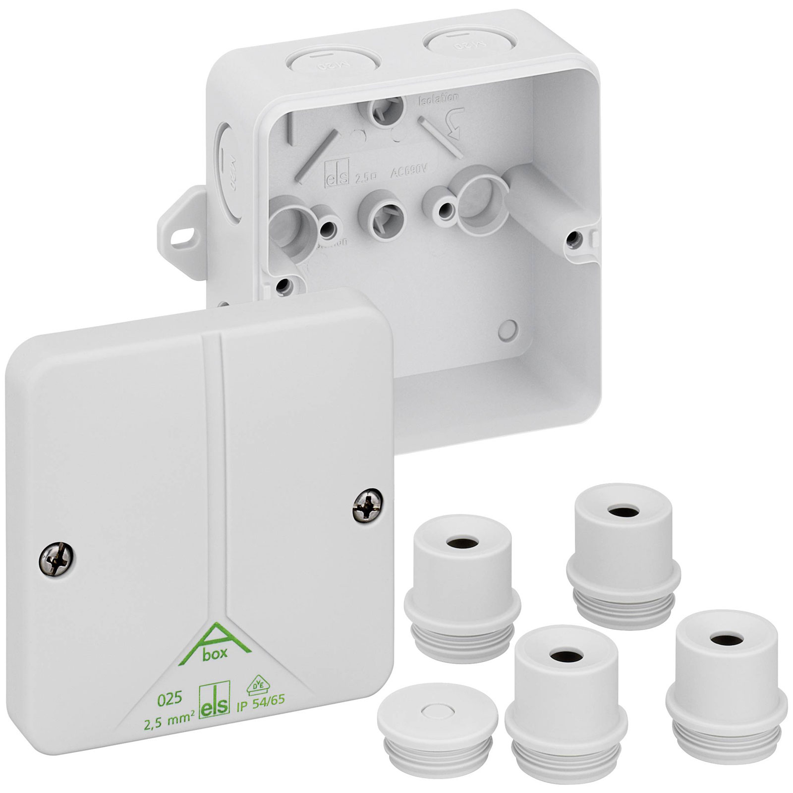 Spelsberg 80890701 Junction Box 82x82x52mm grey IP65 with knockouts M20 ...