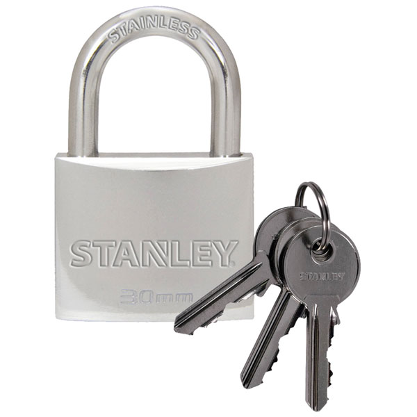 Stanley S742-011 Marine Padlock 30mm Key Stainless Steel Clip Coastal ...