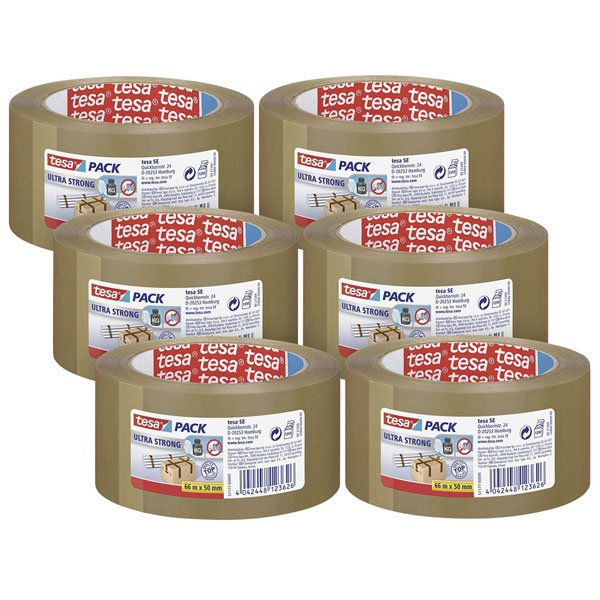 tesa 57177 tesa ULTRA STRONG Packaging Tape brown 66m x 50mm 6pcs ...