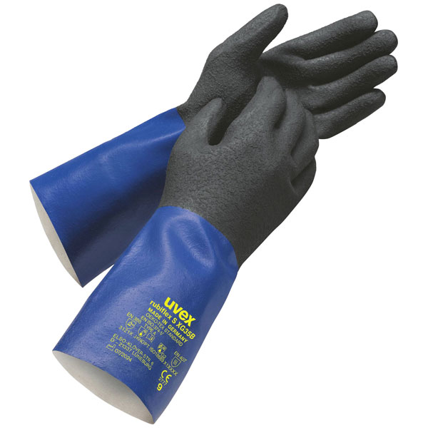 Uvex 6055709 rubiflex S XG35B chemical gloves size 9 NBR coated grip | Rapid Electronics