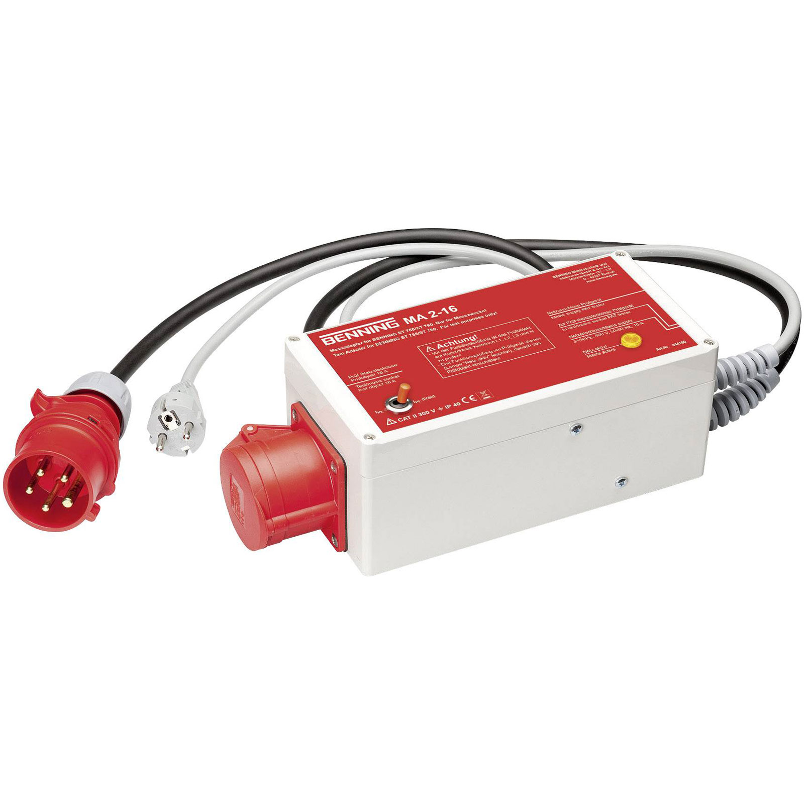 Benning 044160 MA 2-16 Adapter PG Plug-CEE, Red, 3-Phase Testing, 16A ...