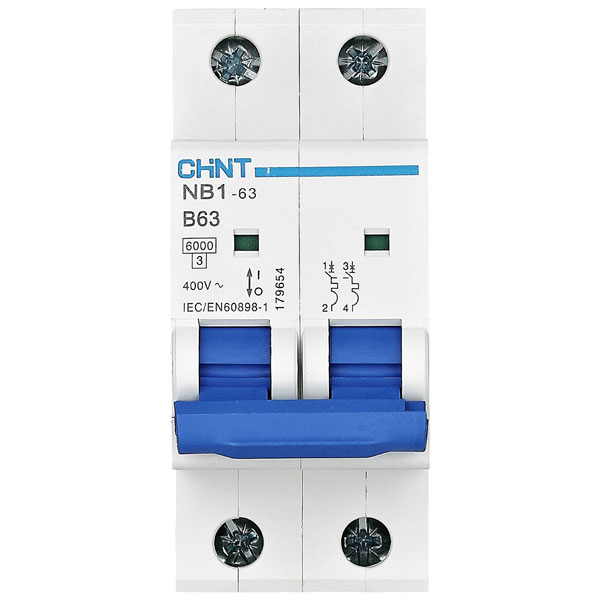 Chint 179649 NB1-63 Circuit Breaker 2P B32 6kA 32A 240/415V IEC 60947-2 | Rapid Electronics