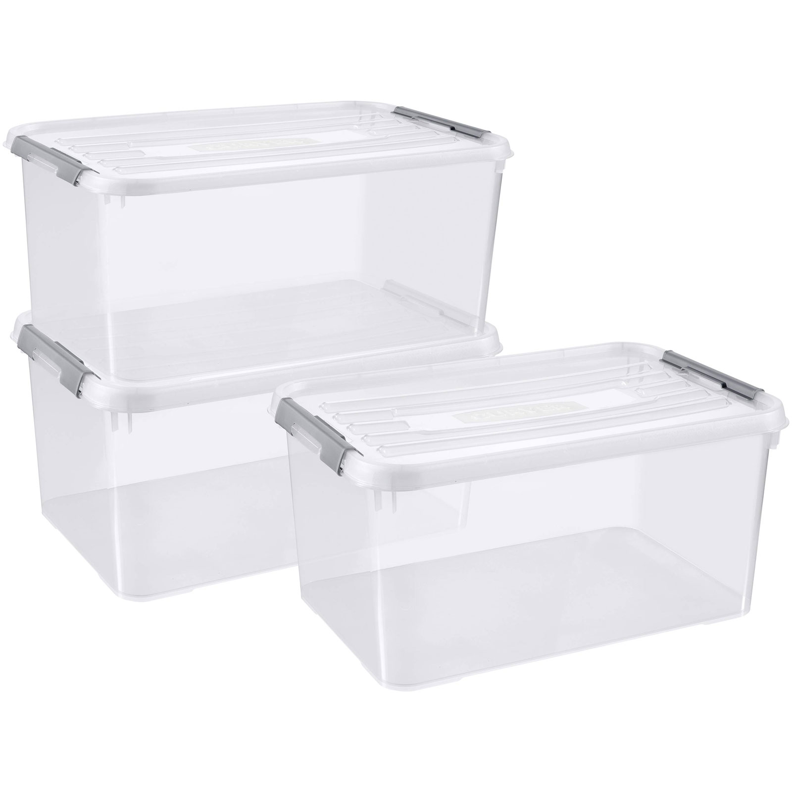 Curver 246385 Plastic Box Set Stackable 15L Clear 5 pieces Secure Locks ...