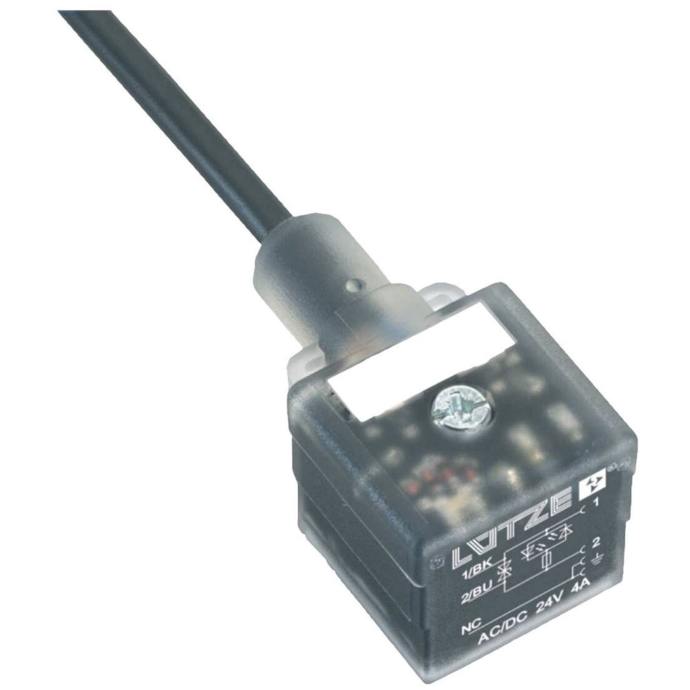 Lütze 709462 Connector 18mm Type A 2-Pin Suppressor Diode + LED Black ...