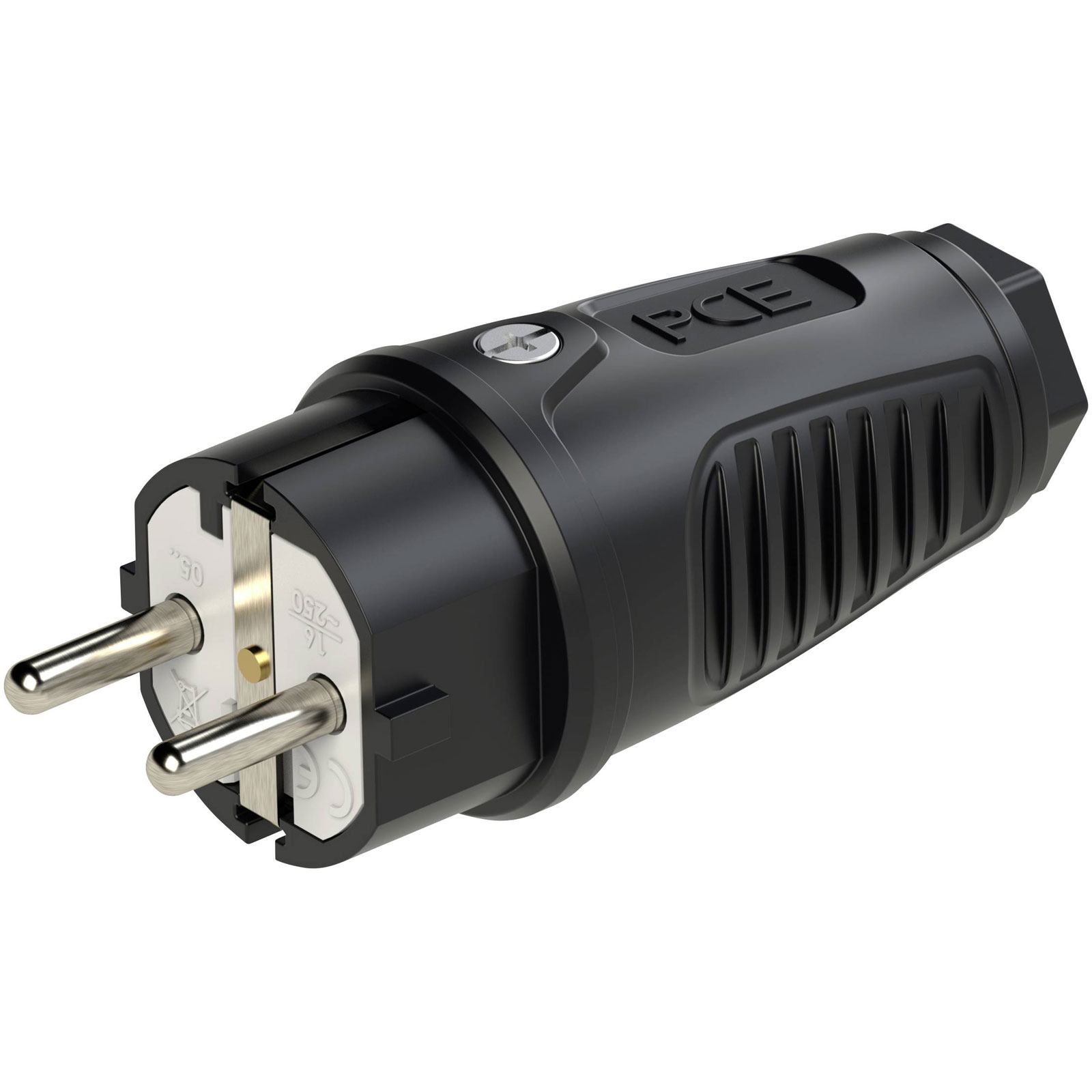 PC Electric 0511-ss Safety plug Rubber Black 250V IP54 Mains Power ...
