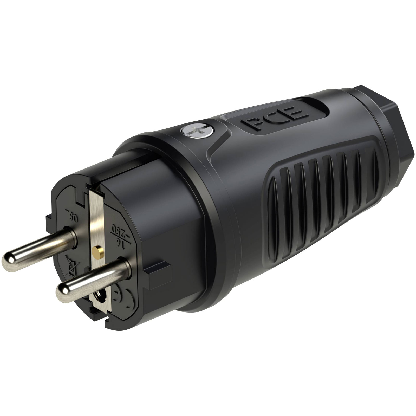 PC Electric 0522-ss Safety plug Solid rubber Black IP54 Mains connector ...