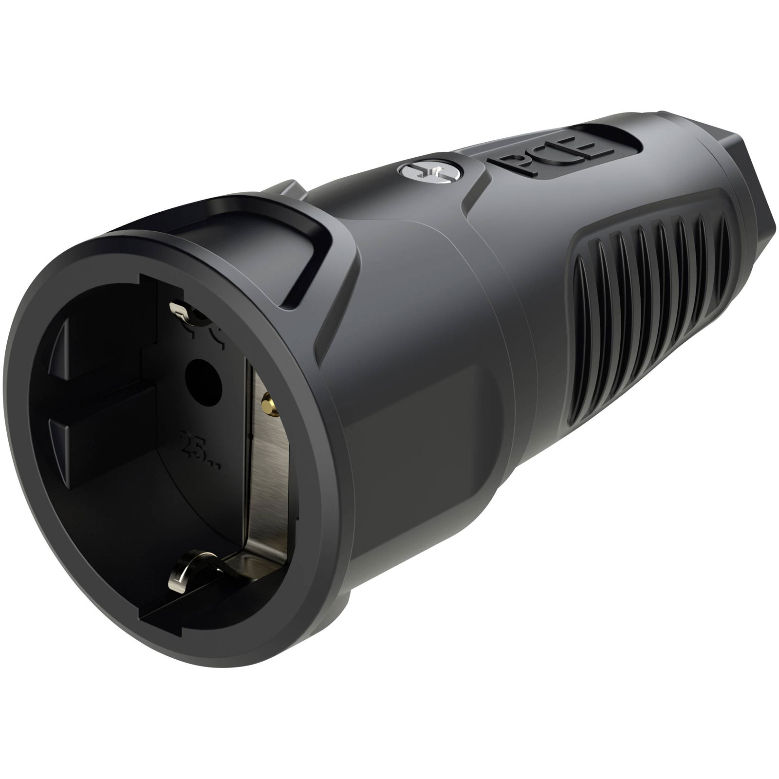 PC Electric 2520-ss Safety mains socket Solid rubber Black 250V IP20 ...