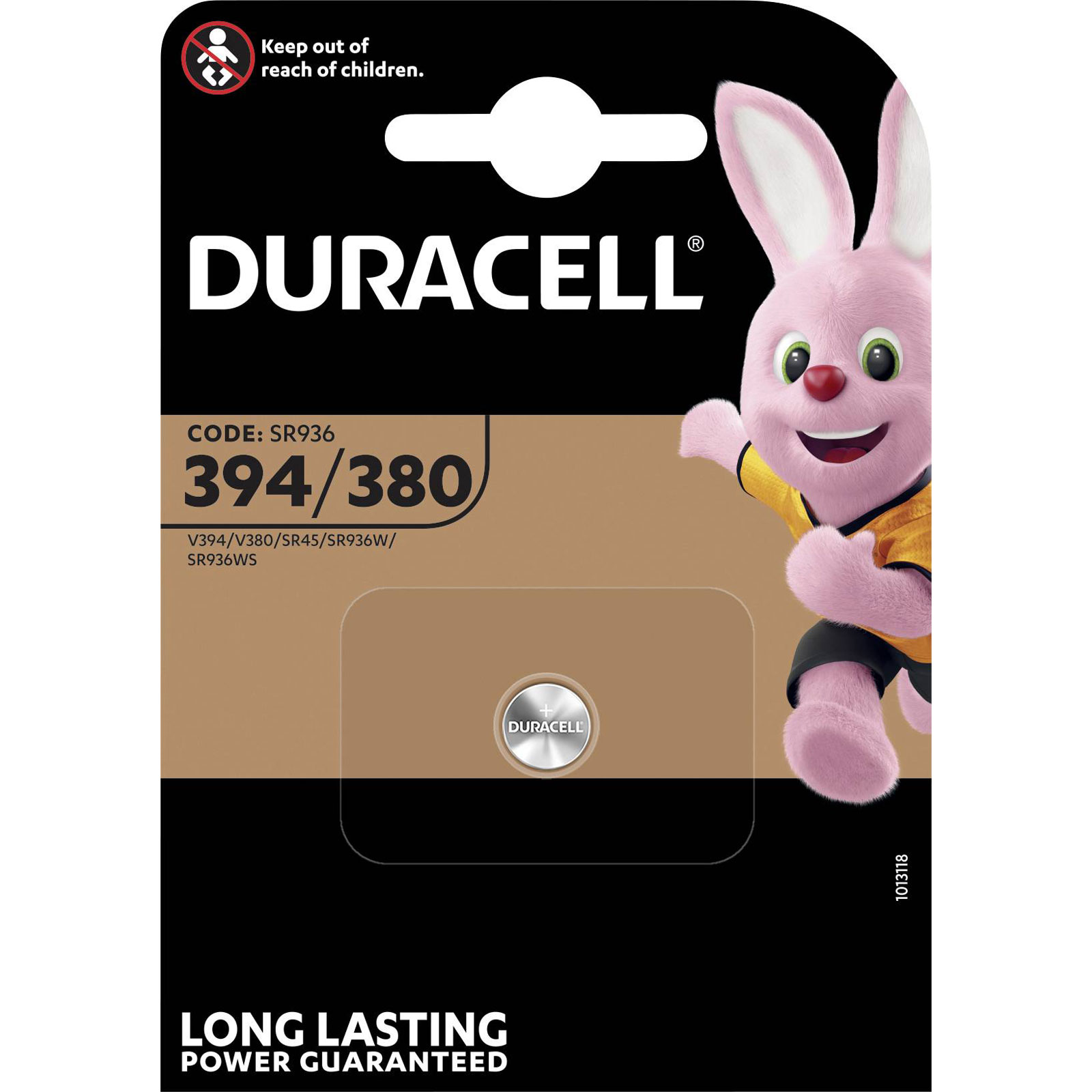Duracell D394 Silver Oxide Button Cell Battery 394/380 SR936 1.5V - Pack of 1 | Rapid Electronics