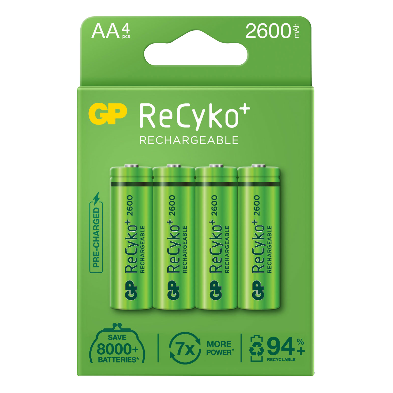 GP GPRHC272E003 GP ReCyko 2600mAh AA card of 4 | Rapid Electronics