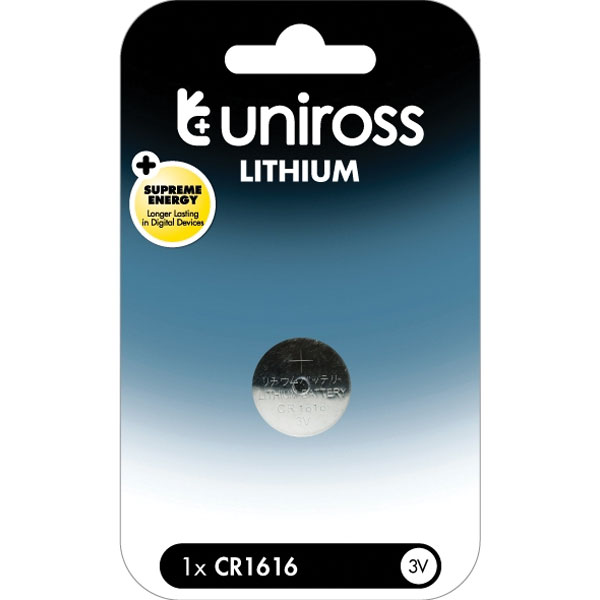 Uniross CR1616 Lithium Coin Cell | Rapid Electronics