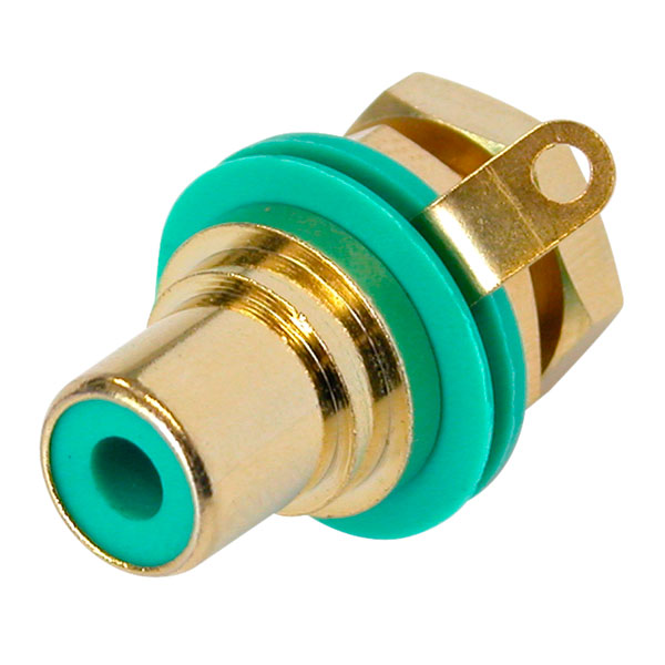 REAN NYS367-5 Phono Jack Gold Plated Green | Rapid Electronics
