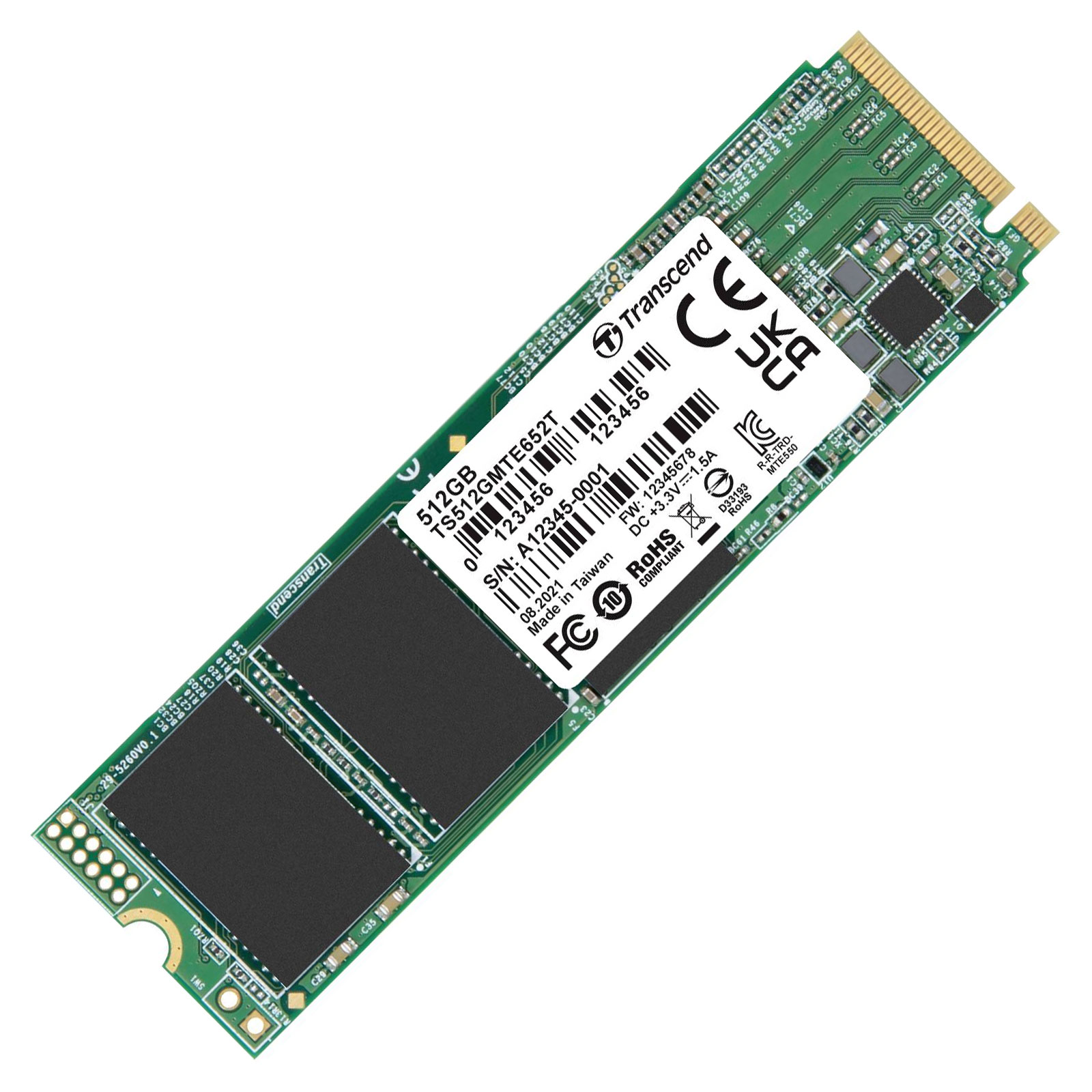 Transcend TS512GMTE652T Memory Storage 512GB NVMe PCIe Gen3 x4 M.2 2280 ...
