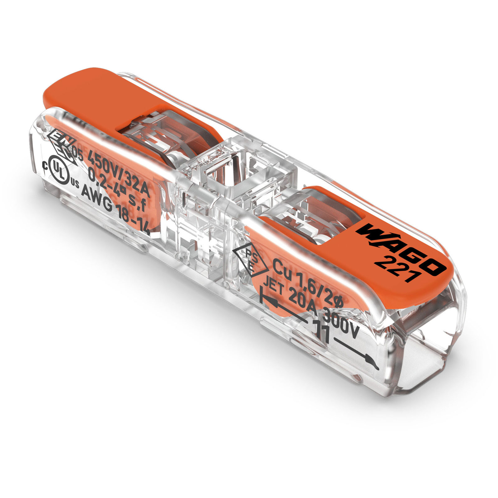 WAGO 221 2411 221 Series 2 Conductor Max 4mm Inline Splicing Con WAGO 221 2411 221 Series 2 Conductor Max 4mm Inline Splicing Con