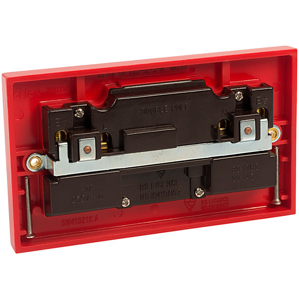 Click WA180 2 Gang D/p 13A Switched Socket Red | Rapid Online