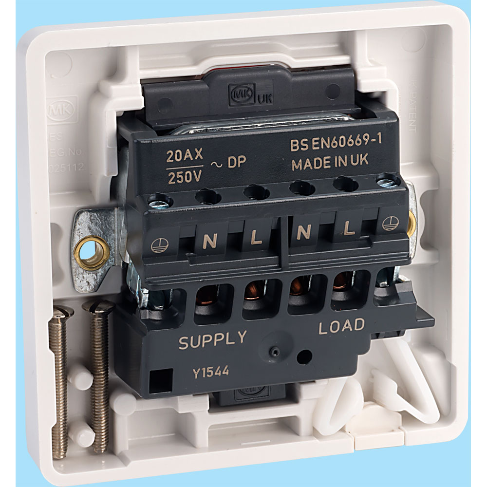 MK K5423WHI White 20A DPST Plate Switch | Rapid Online