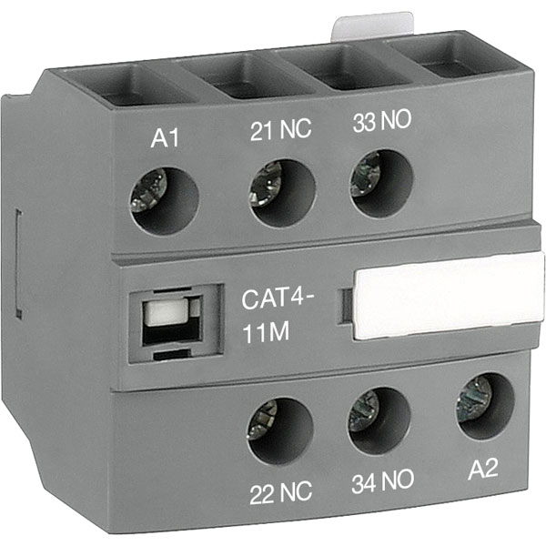 ABB CAT4-11M 2-pole Aux Contact+Coil Terminal Block | Rapid Electronics