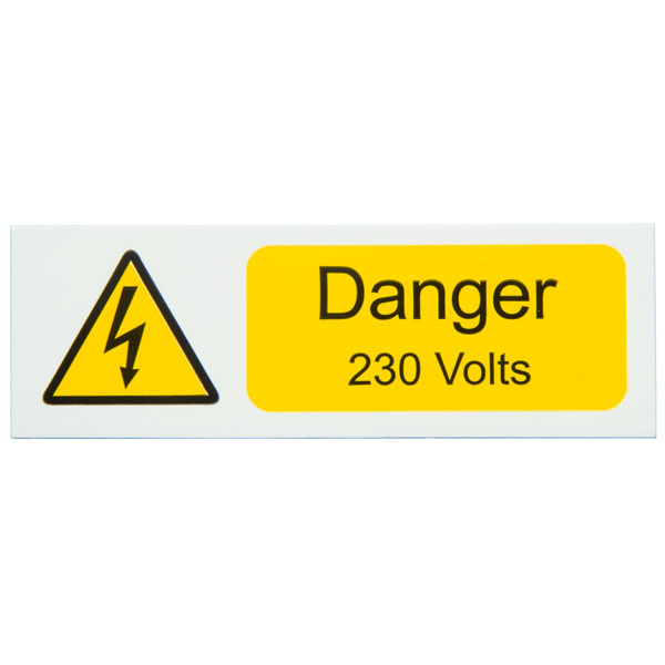 Industrial Signs IS2110SA Danger 230V 75x25 - Pack of 10 S/a Vinyl ...