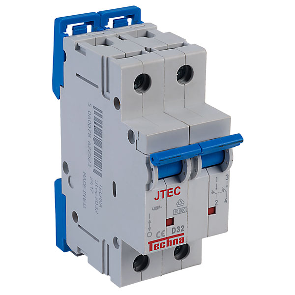 Techna JTEC2D32 Jtec 10ka Mcb Double Pole Type D 32a | Rapid Electronics