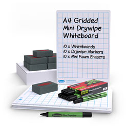 Show-me SQB10A A4 Gridded Mini Whiteboards, Small Pack, 10 Sets | Rapid ...