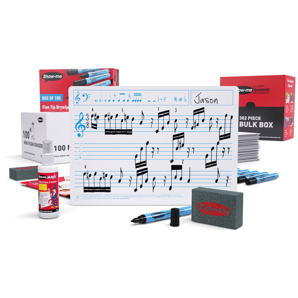 Show-me B/MRB Show-me A4 Music Ruled Mini Whiteboards, Bulk Box, 100 ...