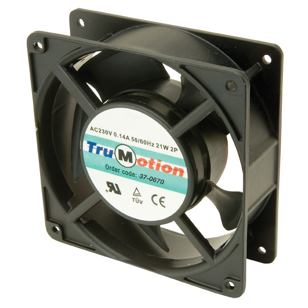 230 VAC 120 x 120 x 38mm Axial Fan (Ball Bearing) | Rapid Electronics