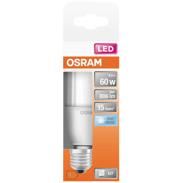 OSRAM 4058075428508 LED STAR STICK 8.5W 840 Frosted E27 Bulb | Rapid Electronics