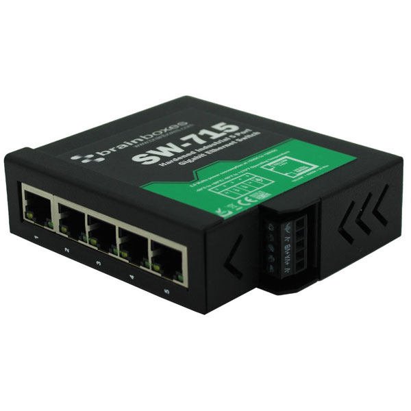 Brainboxes SW-715 Hardened Industrial 5 Port Gigabit Ethernet Switch ...