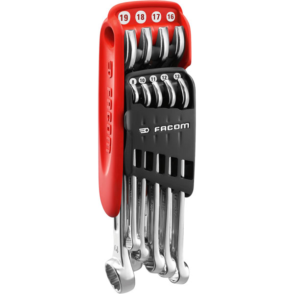 Facom 440.JP9 Metric Offset Combination Spanner Set 8 - 19mm - 9 Piece ...
