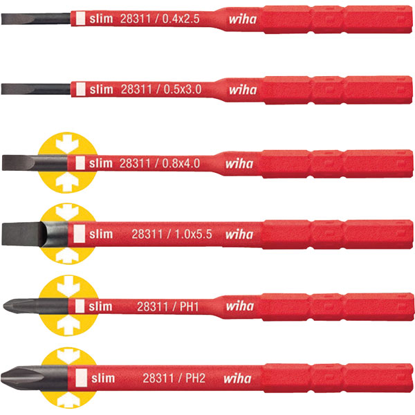Wiha 2831B601 36088 slimBit Pack Slotted/ Phillips - 6pc | Rapid ...