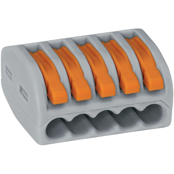 WAGO 222-415/VE00-040 5-Wire Spring Connector 300V 32A Grey/Orange Pack ...