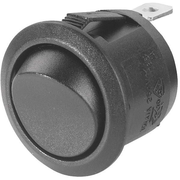 SCI R13-112G B/B Round Rocker Switch Black SPDT (On)-On 250 V AC 6 A ...