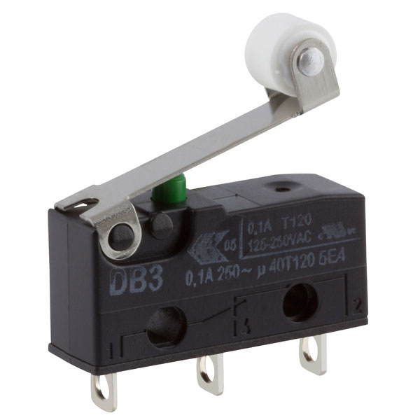 Cherry DB3C-A1RB Microswitch SPDT 0.1A 250V AC, Short Roller, Solder ...