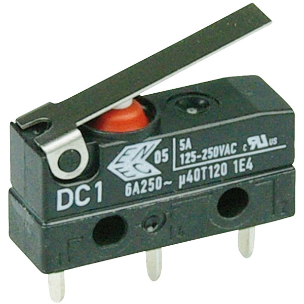 ZF DC1C-H1LB Microswitch SPDT 6A 250V AC, Short Lever, PCB, IP67 | Rapid Electronics