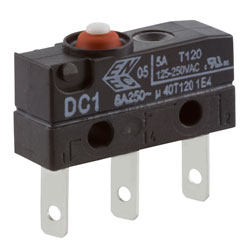 ZF DC1C-L1AA Microswitch SPDT 6A 250V AC, Button, Q.C., IP67 | Rapid Electronics