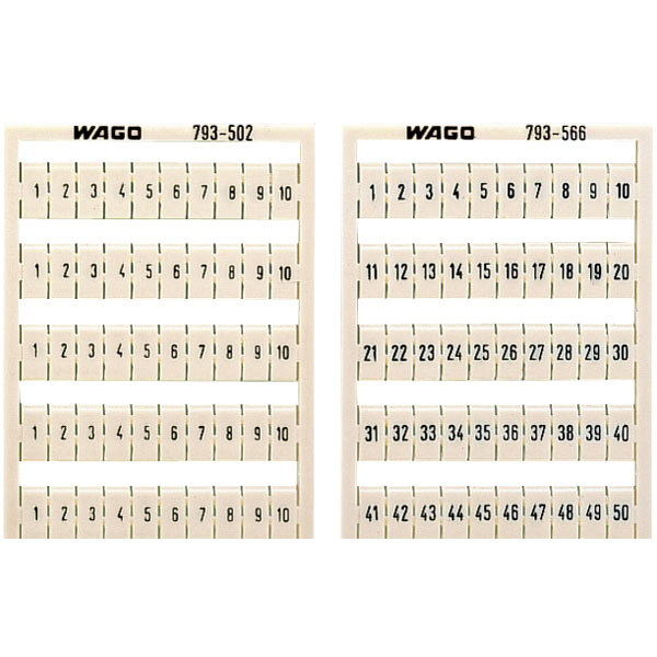 WAGO 794-4601 WMB Terminal Block Name Cards, White, Vertical No. 51-60 ...